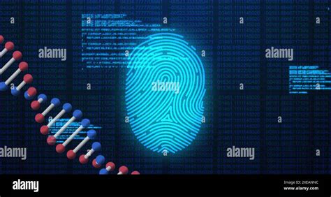 image of dna fingerprint scanning and data processing on navy