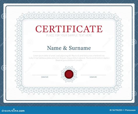 Certificate Template Layout Background Frame Design Vector Mode Stock
