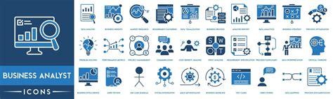 Business Analyst Outline Icon Collection Data Analysis Business