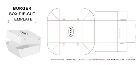 Burger Box Die Cut Template 18798041 Vector Art At Vecteezy