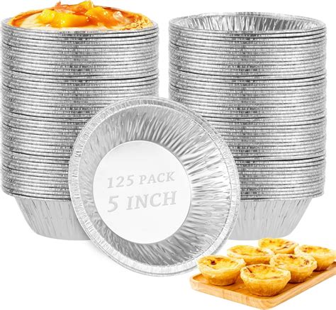Rhblme 125 Pack Mini Pie Tins 5 Inch Aluminum Foil Pie