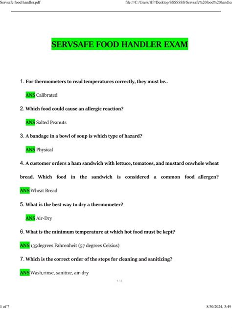 Servsafe Food Handler Certification Exams Bundled Servsafe Food Handler