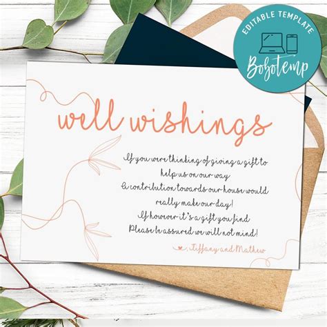 Well Wishes Invitation Customizable Template DIY Bobotemp