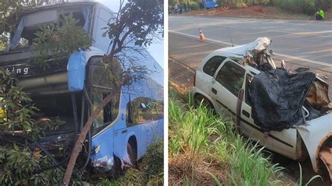 Grave acidente entre carro e ônibus na BR 040 mata cinco pessoas da