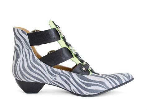 Tammi Rose Zebragreen Strappy Ankle Bootie Fluevog Shoes
