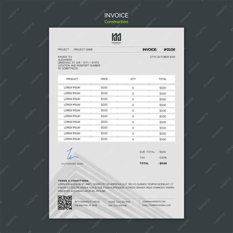 Premium Psd Construction Project Invoice Template