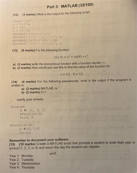 Solved 12 3 Marks What Is The Output For The Following