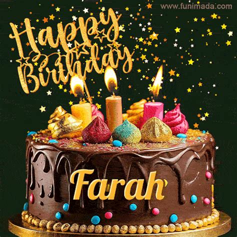 Birthday Animation For Farah With Chocolate B Day Cake Download On