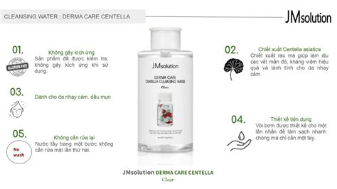 Nước Tẩy Trang Jmsolution Derma Care Centella Cleansing Water Clear Rau Má Cho Da Dầu Mụn 500ml