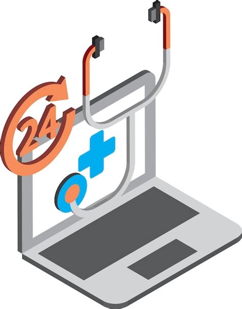 Ilustración De Computadora Portátil Y Estetoscopio En Estilo Isométrico