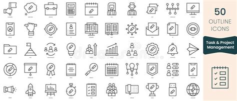 Set Of Task And Project Management Icons Thin Linear Style Icons Pack