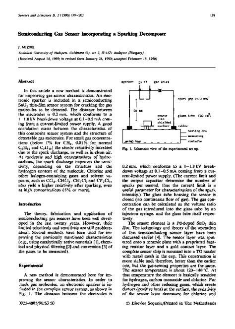 Pdf Semiconducting Gas Sensor Incorporating A Sparking Decomposer