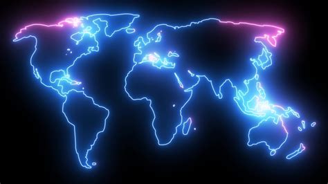 Neon World Map Outline Futuristic Stock Footage Video Royalty Free Shutterstock