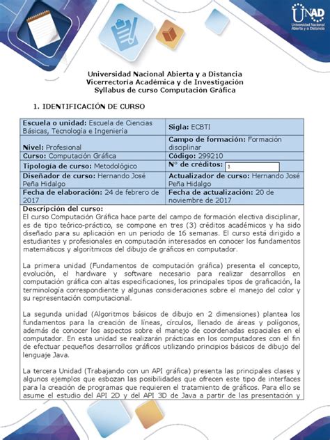 Syllabus Del Curso Computación Gráfica Pdf Java Lenguaje De