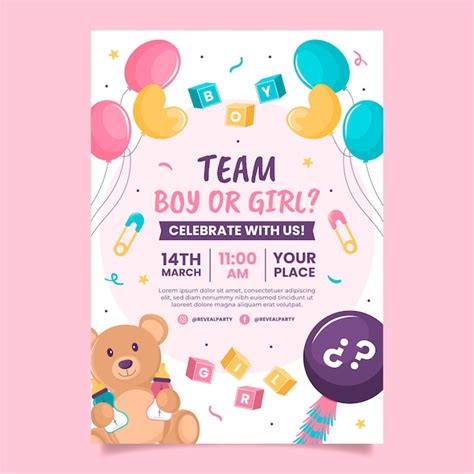 Premium Vector Flat Design Gender Reveal Party Poster