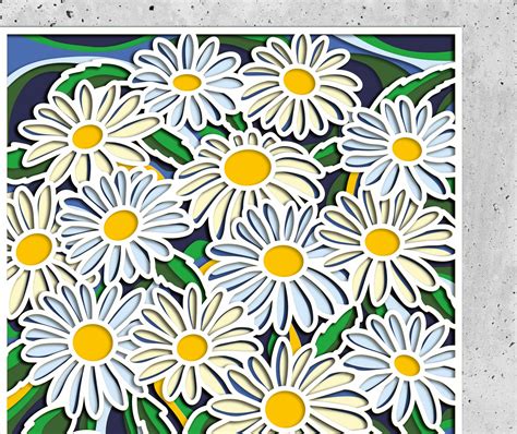 Daisy Svgmultilayer Daisy Cutting Filedaisy 3d Svgcutting Etsy