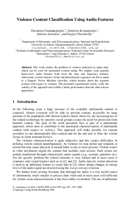 Pdf Violence Content Classification Using Audio Features