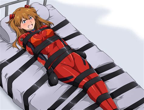 Rule 34 1girls Angry Asuka Langley Sohryu Bed Blue Eyes Blush Bodysuit Bondage Bondage Mittens