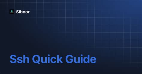 Ssh Quick Guide Siboor