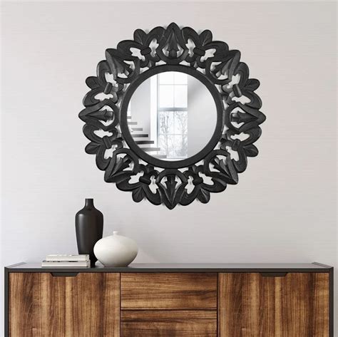 Wooden Hand Made Black Mirror Round Frameo At ₹ 3600 Wooden Mirror