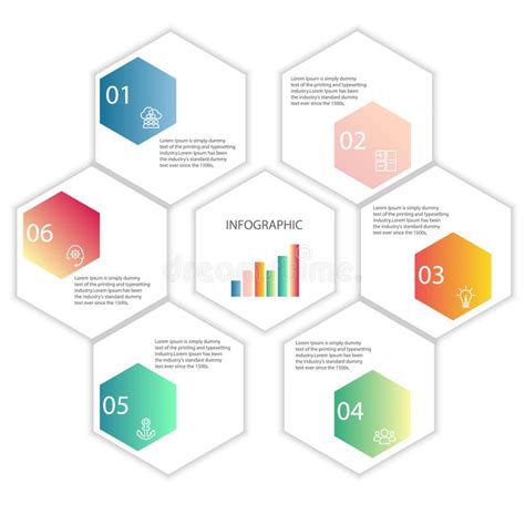 Infographic Rectangle Hexagon Shape Vector Template Process Concept