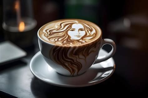 Premium Ai Image Captivating Coffee Canvas A Girls Portrait In Foam