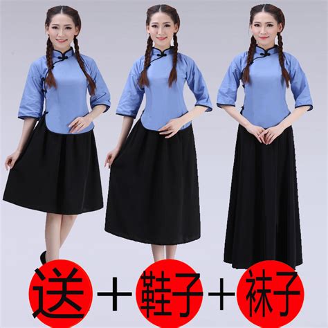 民国学生装女五四青年装民国风女装中山装男班服舞台合唱表演服装虎窝淘