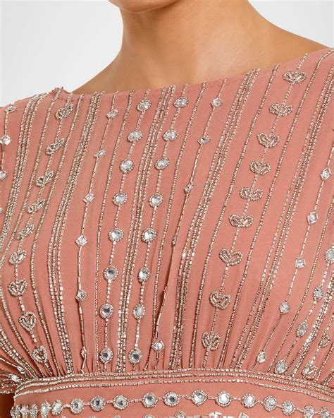 Mac Duggal Beaded Chiffon Midi Dress Neiman Marcus