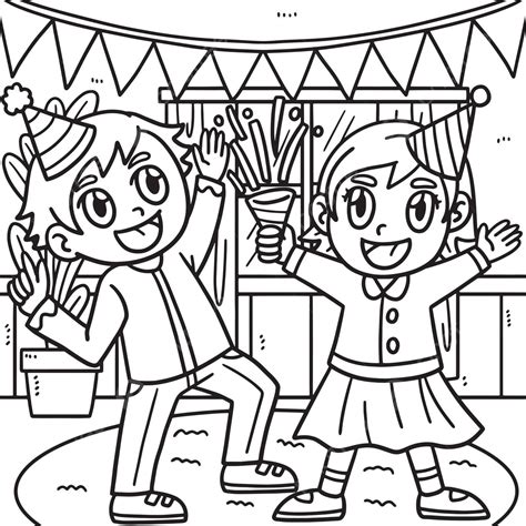 รูประบายสีเด็กๆ เฉลิมฉลองหน้าระบายสีปีใหม่ ภาพเงาของหน้าระบายสีสำหรับเด็ก เวกเตอร์ Png เด็ก