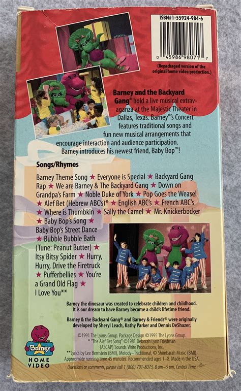 Barney Barney In Concert Vhs Classic Grelly Usa