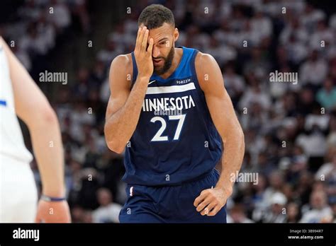 Minnesota Timberwolves Center Rudy Gobert 27 Jogs Down The Court