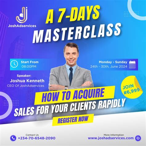Buy A 7 Days Masterclass Class On Sales Acquisition By Joshua Kenneth On Selar