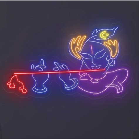 Krishna Neon Sign Krishan Neon Krishan With Bansuri Neon Makkar