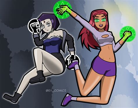 Starfire And Raven Reviveteentitans By Ev Comics On Deviantart