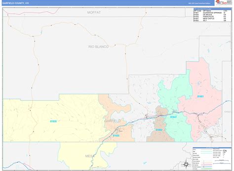 Garfield County Co Wall Map Color Cast Style By Marketmaps Mapsales