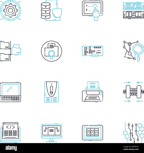 Big Data Linear Icons Set Analytics Algorithms Business Cloud