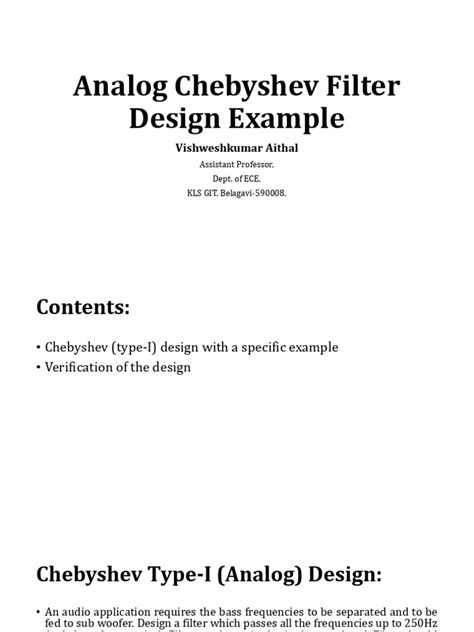 Analog Chebyshev Filter Desing Example Student Pdf Analog Chebyshev Filter Desing Example Student Pdf
