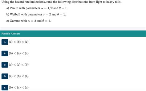 Solved Using The Hazard Rate Indications Rank The Following Chegg