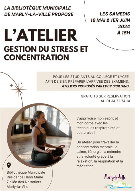 Atelier Gestion Du Stress Et Concentration Les Samedis 18 Mai Et 1er