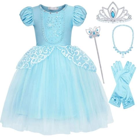 Jurebecia Princess Cinderella Costume Dress For Girls 2 3 Years Blue