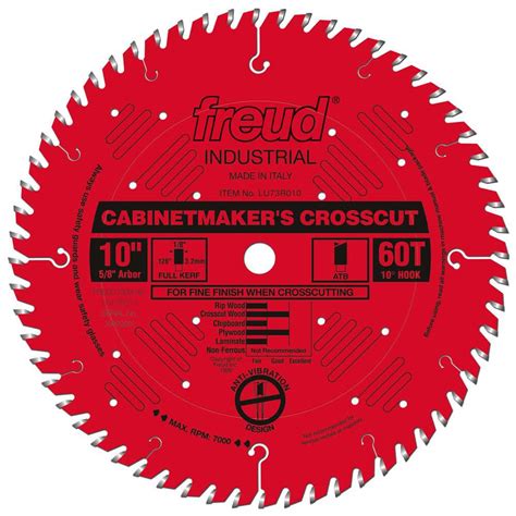 10 In X 60t Cabinetmakers Crosscut Blade Lu73r010