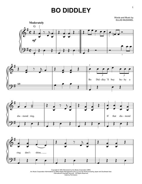 Bo Diddley By Bo Diddley Sheet Music For Easy Piano At Sheet Music Direct