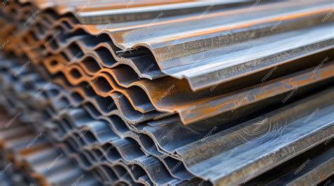 premium photo stacked corrugated metal sheets with rust and patterns