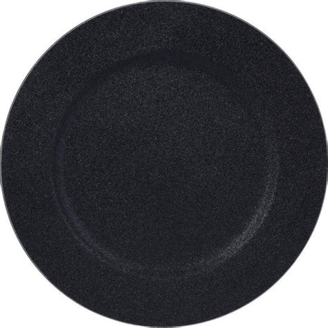 6x Ronde Onderzet Borden Zwart Met Glitters 33 Cm Onderborden Bol