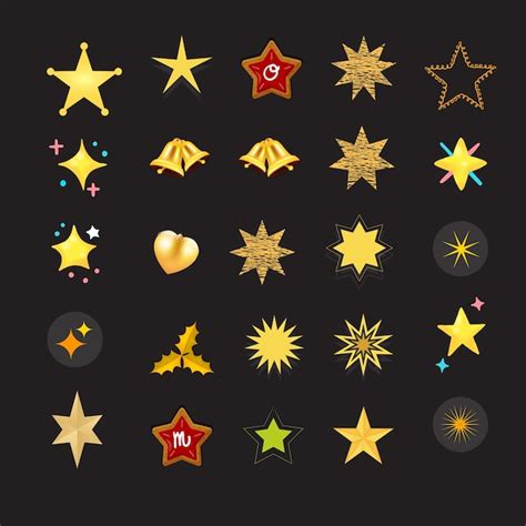 A Black Background With Different Types Of Stars And A Star Premium