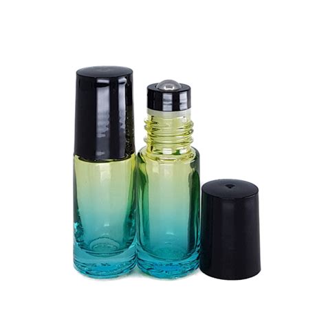 5ml Blue Yellow Ombre Thick Glass Roller Bottle Black Cap Vitalia