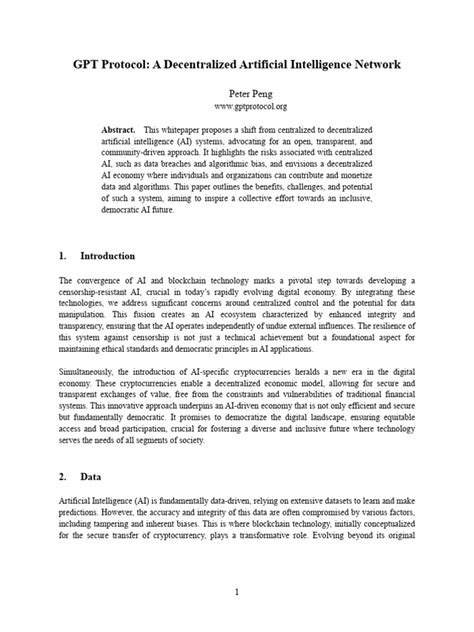 Gpt Protocol Whitepaper V2 0 Pdf Artificial Intelligence Intelligence Ai And Semantics