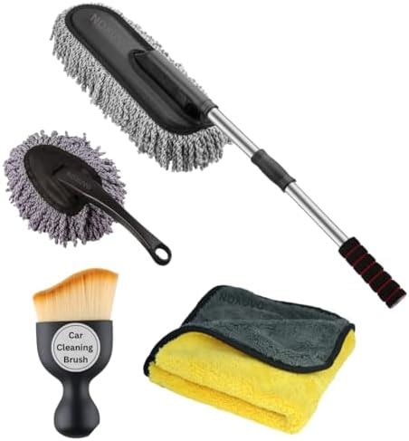 Noxuvo Car Cleaning Brush Kit Set Of Microfiber Car Washing Brush Kit Interior Exterior