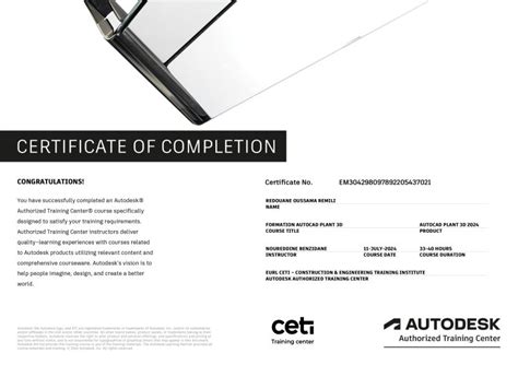 i successfully completed the autodesk plant 3d course equipping me