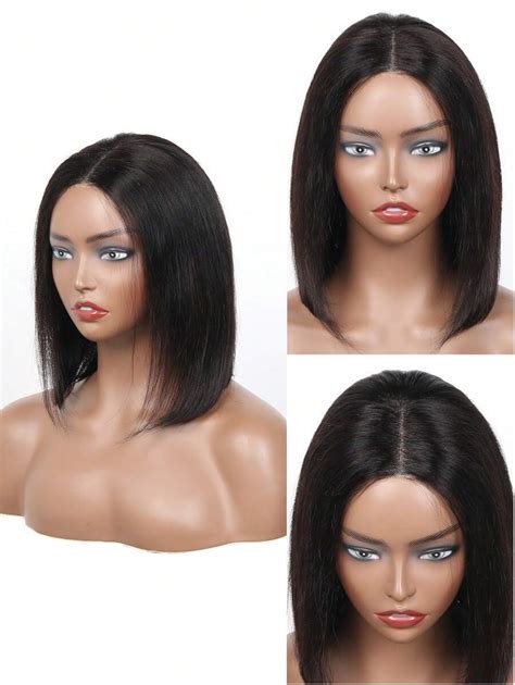 Use E Vá Peruca Bob Sem Cola Cabelo Humano Pré Arrancado Curto Reto Bob